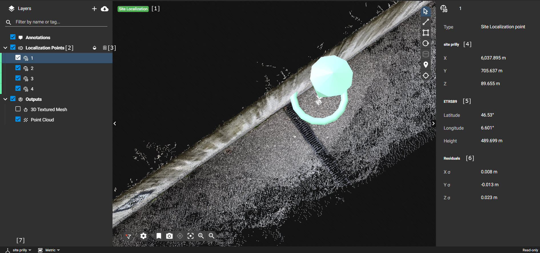 How to visualize a site localization project on PIX4Dcloud